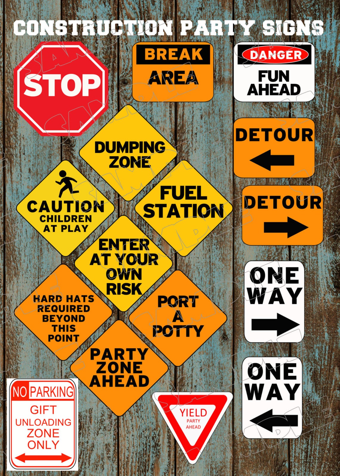 Construction Signs Both Large and Mini Signs Total Instant | Etsy