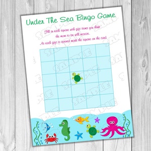 Under the Sea Baby Shower Games Bingo Game Printable INSTANT DOWNLOAD ...