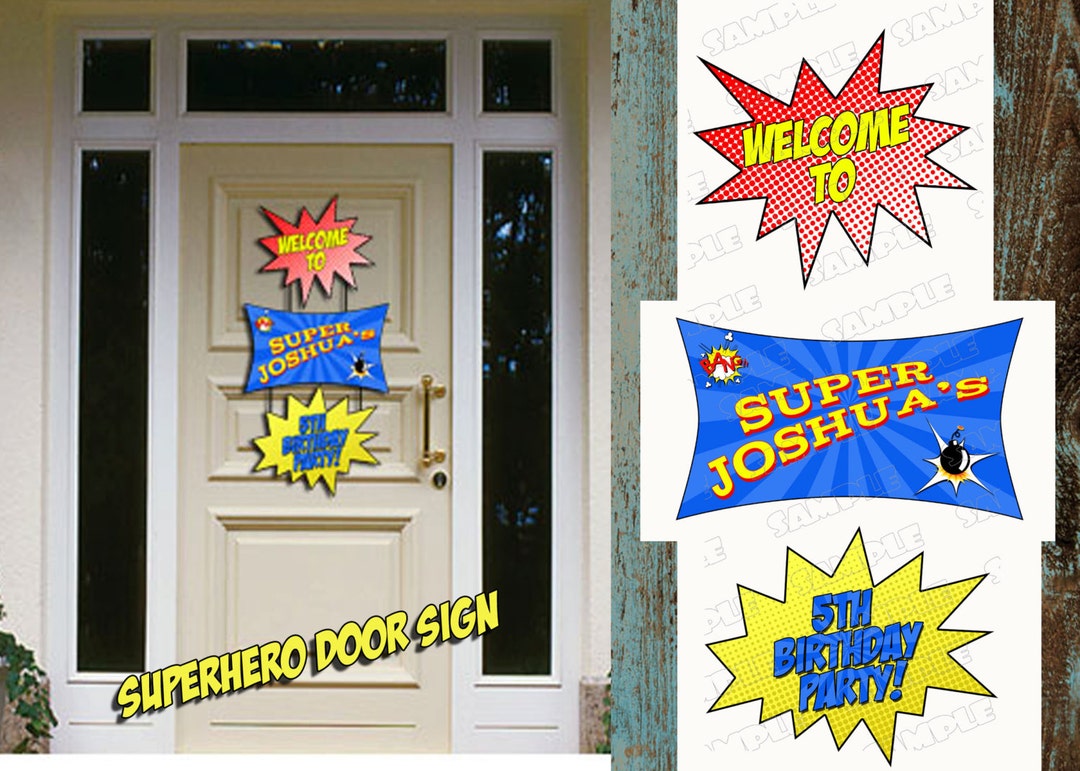 Superhero Door Sign Large Sign With Name and Age Uprint - Etsy