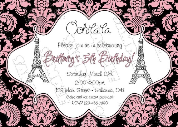 Paris ooh la la birthday invitation party any color birthday party ...