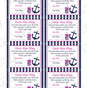 Pink Nautical Anchor Baby Shower Games Guess How Many Candies Printable ...
