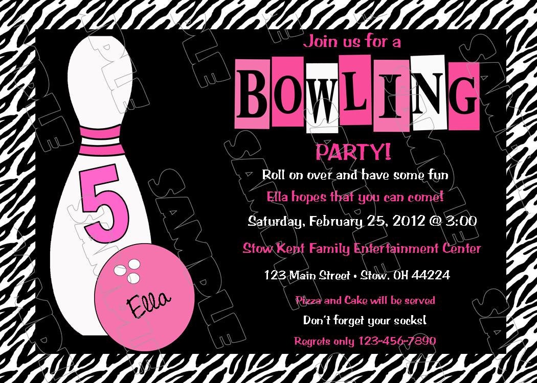 Bowling Birthday Party Zebra ANY COLOR Printable Invitation - Etsy