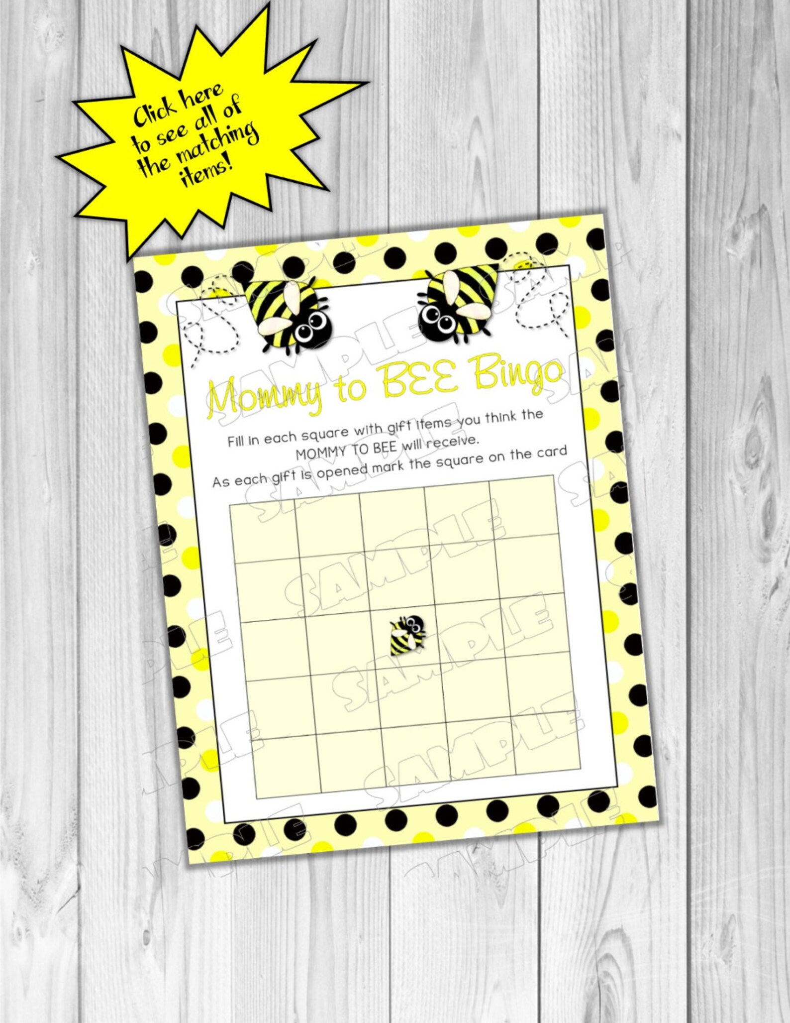 Bumble Bee Baby Shower Bingo Game Mommy to Bee Printable | Etsy
