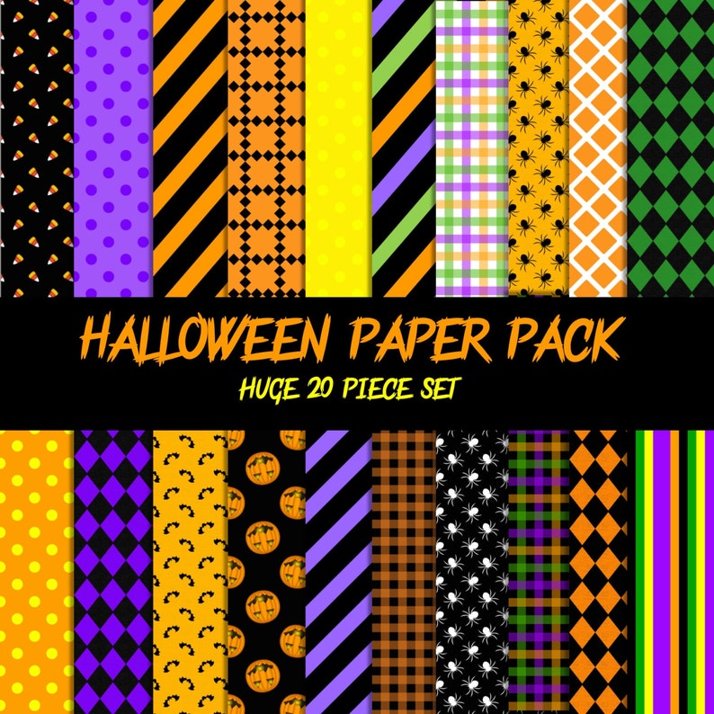 Halloween Paper Pack Digital Papers 12x12 Huge 20 Piece - Etsy