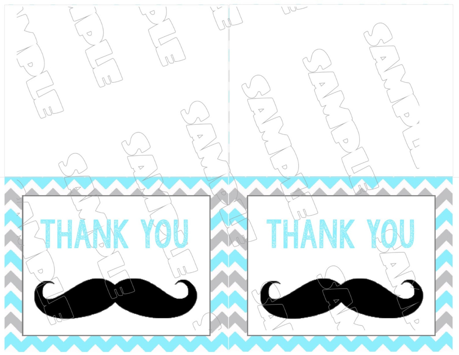 Mustache Baby Shower Thank You Card Printable INSTANT DOWNLOAD | Etsy