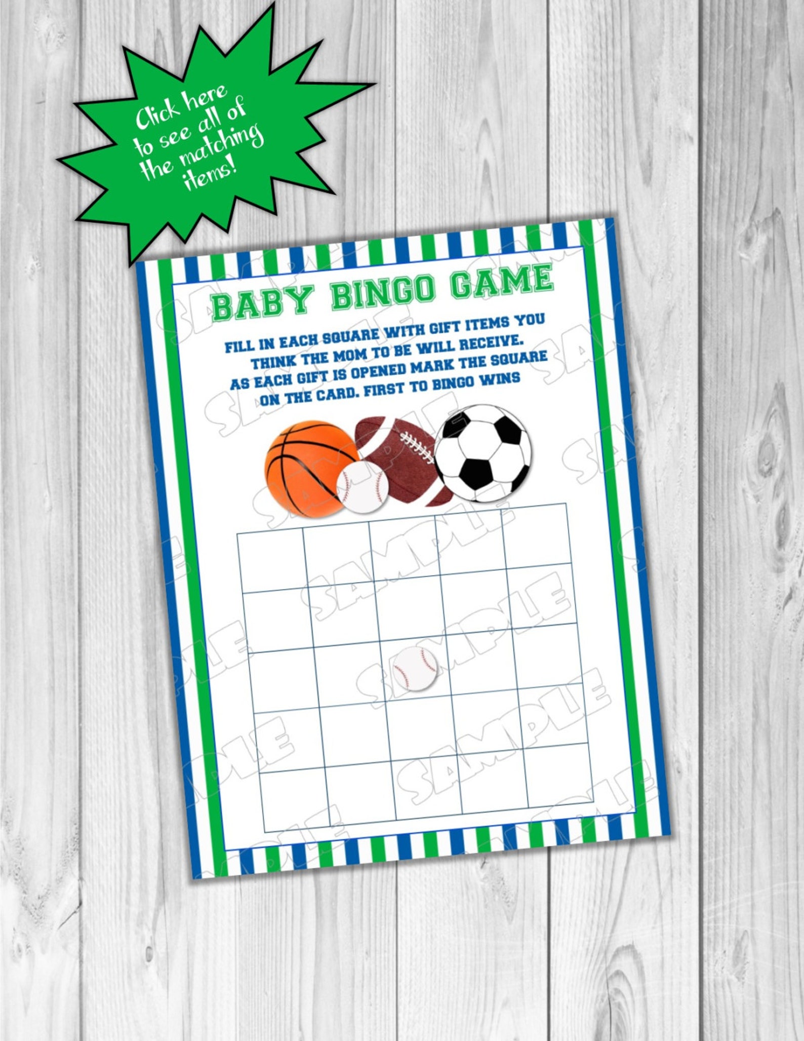 Sports Baby Shower Games Bingo Game Ball Bingo Printable - Etsy