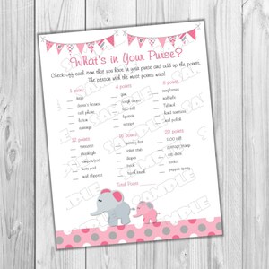 Pink Elephant Nursery Rhyme Game Baby Shower Game Printable INSTANT ...