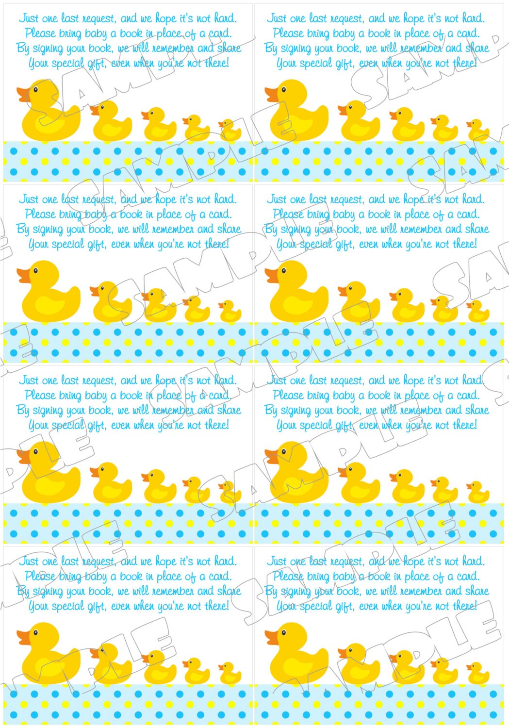 Rubber duck book request card insert Baby shower games | Etsy
