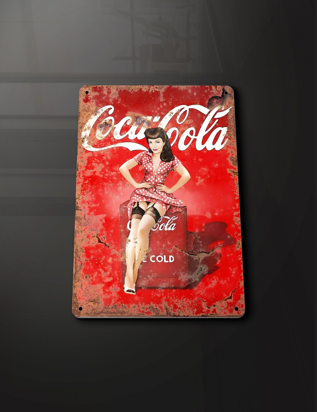 Coca Cola Pinup - Metal Sign Metal Plaque Wall Art Decor Signage - Etsy