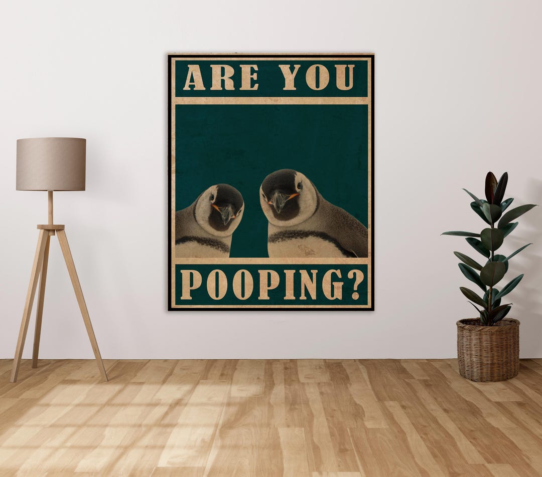 Are You Pooping? Funny Bathroom Sign Penguins Cute Toilet Shower Bath ...