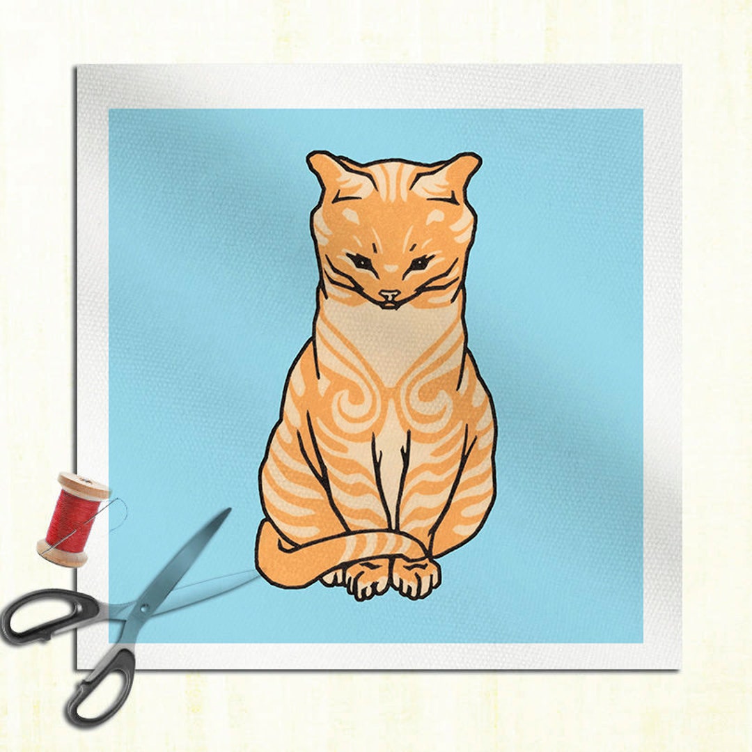 Ginger Cat - - Cushion Panel Upholstery Cotton Fabric Craft Panel ...