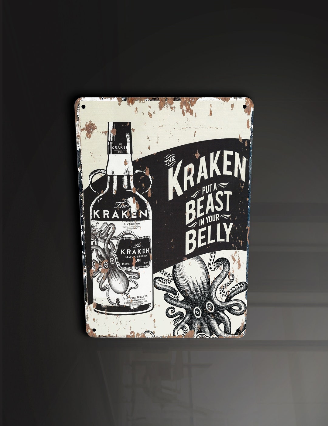 Kraken Rum Beast of the Belly Octopus Squid Pub Beer Bar - Metal Sign ...
