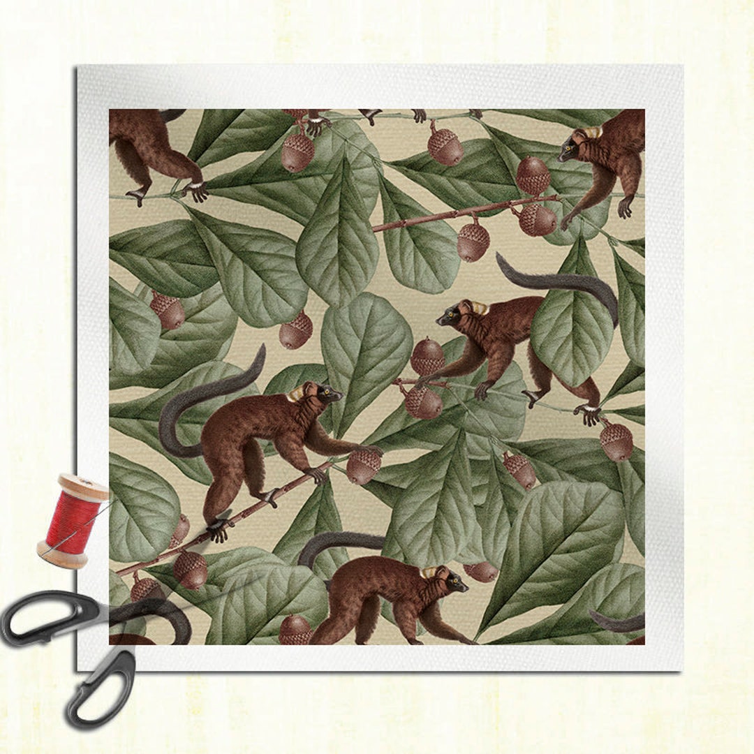 Limar Monkeys Pattern - Cushion Panel Upholstery Cotton Fabric Craft ...