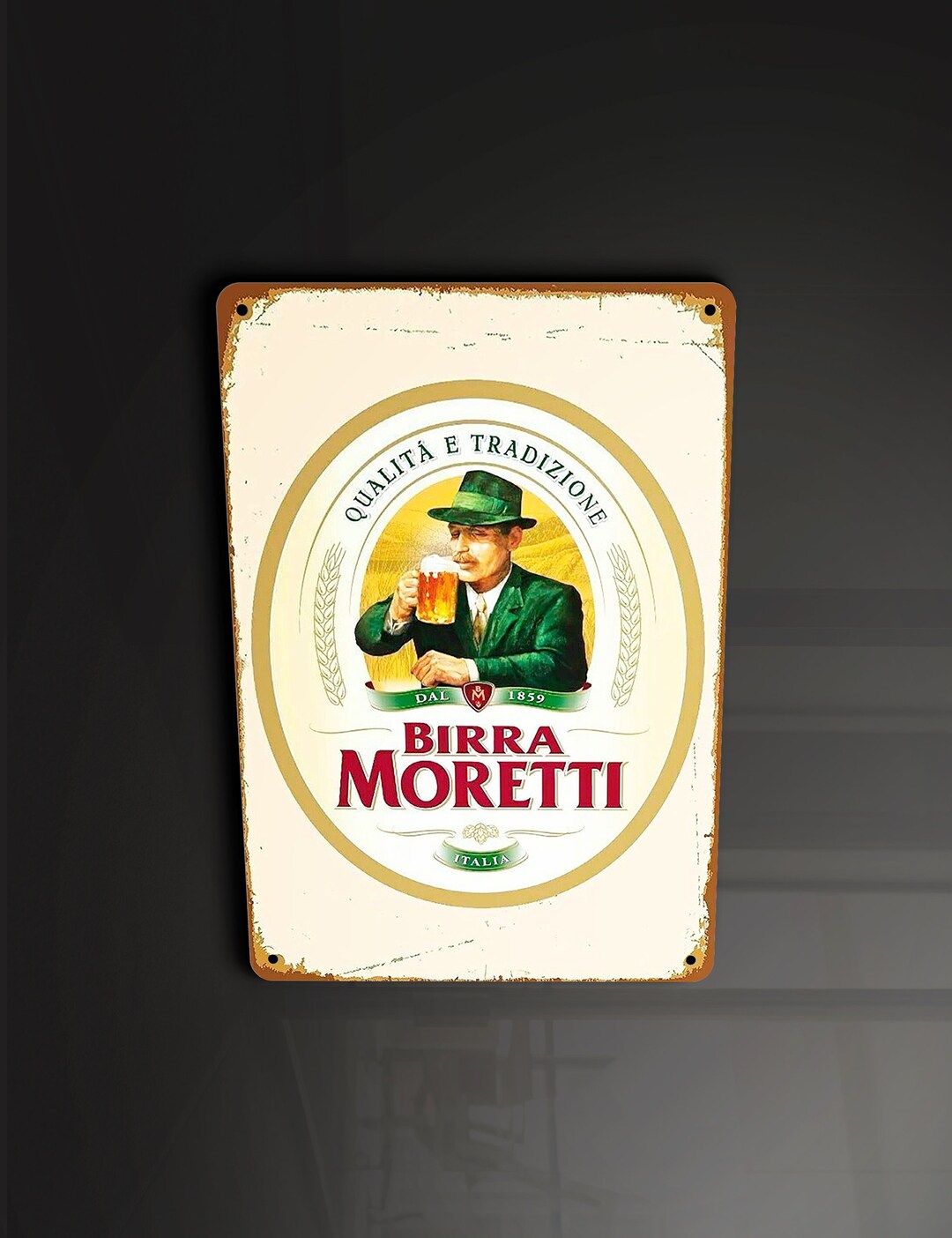 Birra Moretti Beer Pub Alcohol Bar Lager - Metal Sign Metal Plaque Wall ...