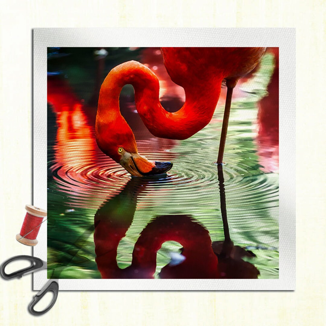Flamingo Waterside - - Cushion Panel Upholstery Cotton Fabric Craft ...