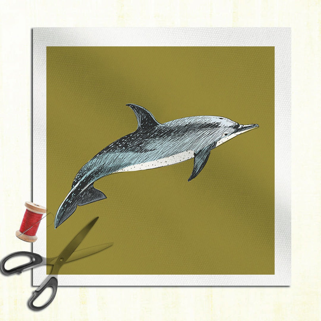 Dolphin - Cushion Panel Upholstery Cotton Fabric Craft Panel, Sewing ...