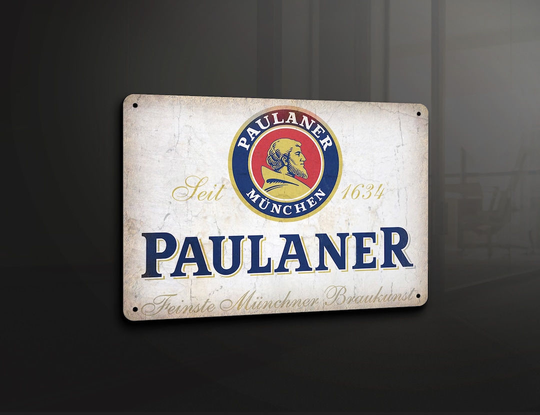 Paulaner Beer Pub Alcohol Bar Lager - Metal Sign Metal Plaque Wall Art ...