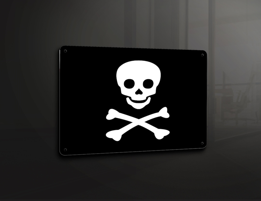 Skull and Cross Bone Skeleton Pirate Flag - Metal Sign Metal Plaque ...