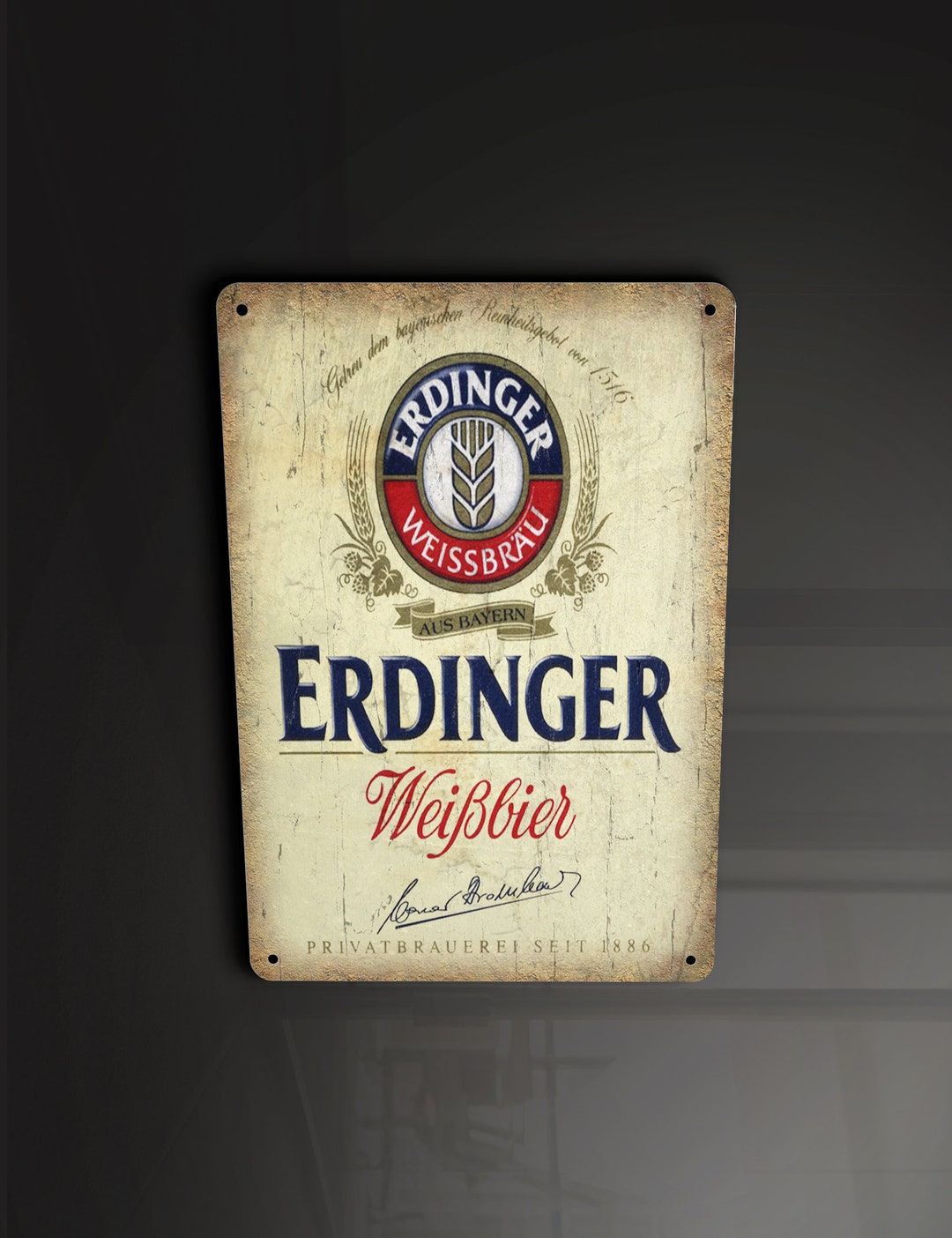 Alpdolf Erdinger Weissbier Larger Beer Garage Kitchen- Metal Sign Metal ...