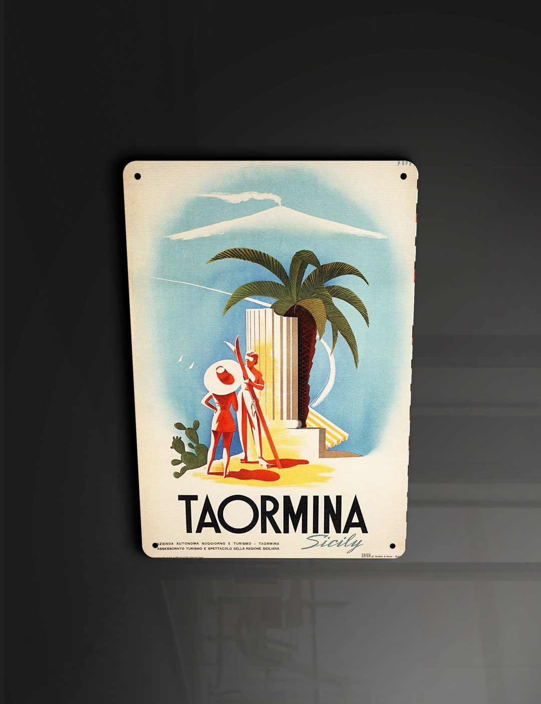 Taormina Sicilly Italy Holiday Palm Tree - Metal Sign Metal Plaque Wall ...