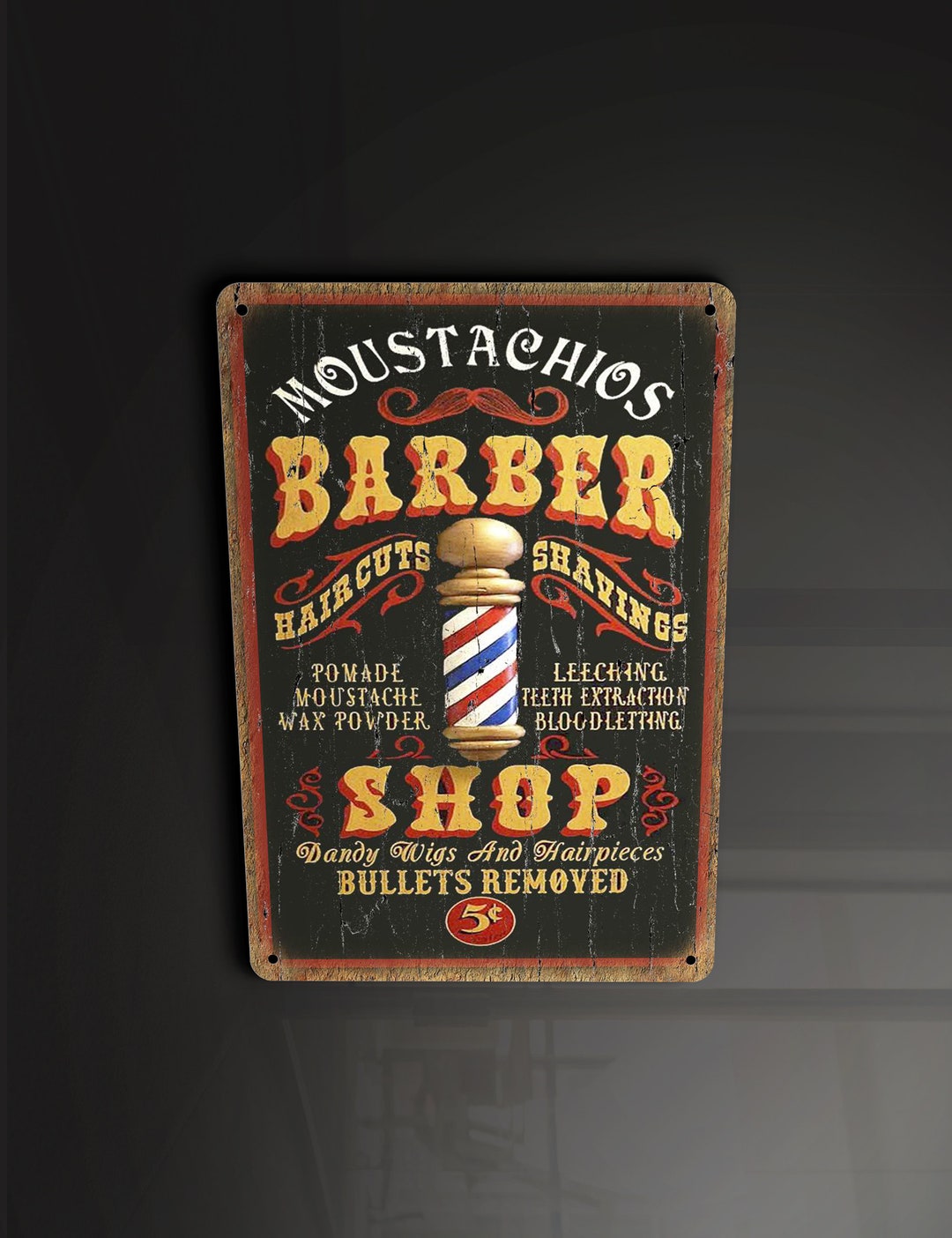 Moustachios Barber Shop- Metal Sign Metal Plaque Wall Art Decor Signage ...