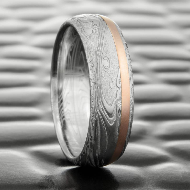 Damascus Domed Ring Mens Stainless Steel Wedding Band - Etsy