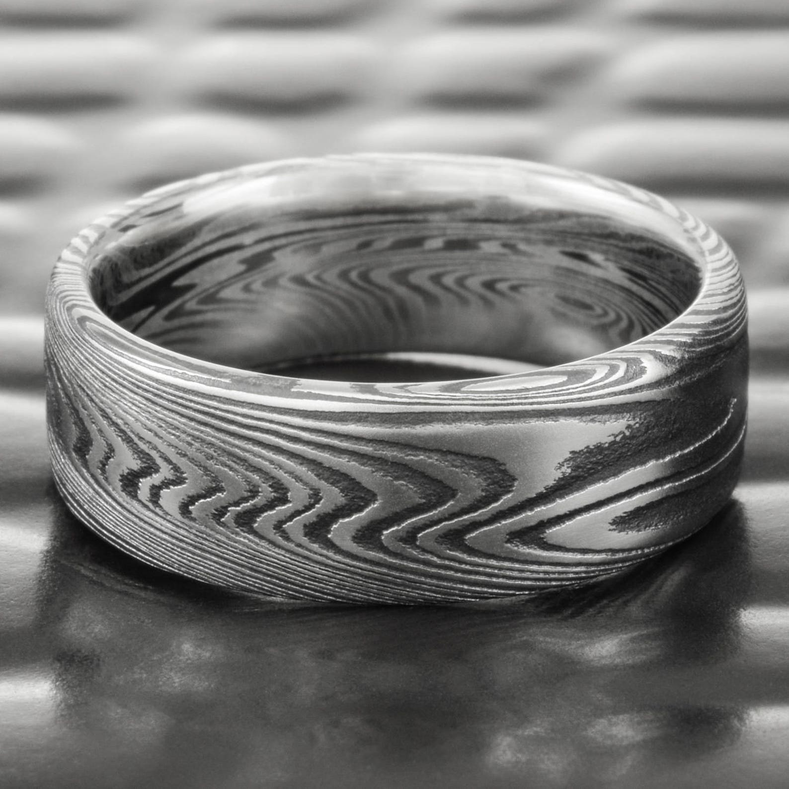 Damascus Wedding Band Mens Damascus Ring Damascus Steel | Etsy