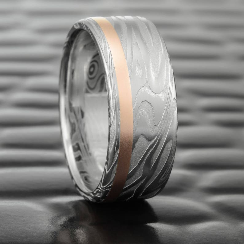 Damascus Ring With Natural Wood Grain Pattern Premium - Etsy