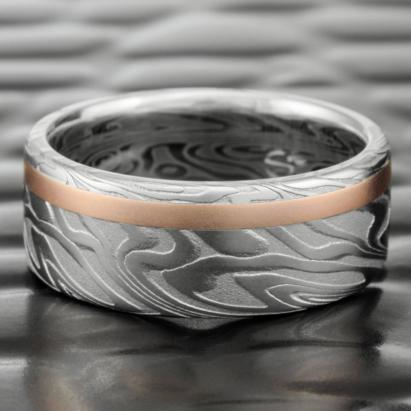 Damascus Ring With Natural Wood Grain Pattern Premium - Etsy