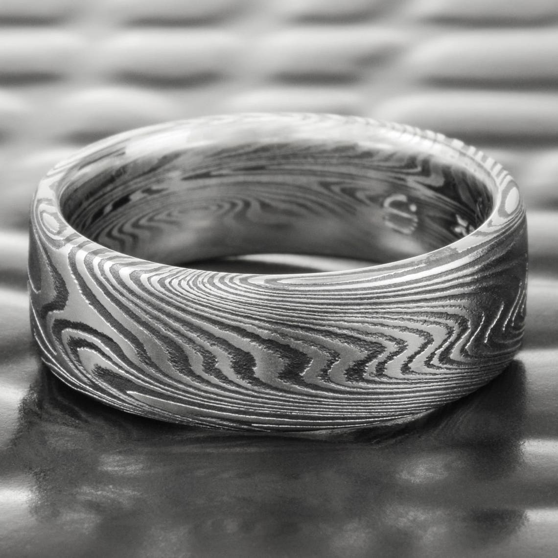 Damascus Wedding Band Mens Damascus Ring Damascus Steel | Etsy