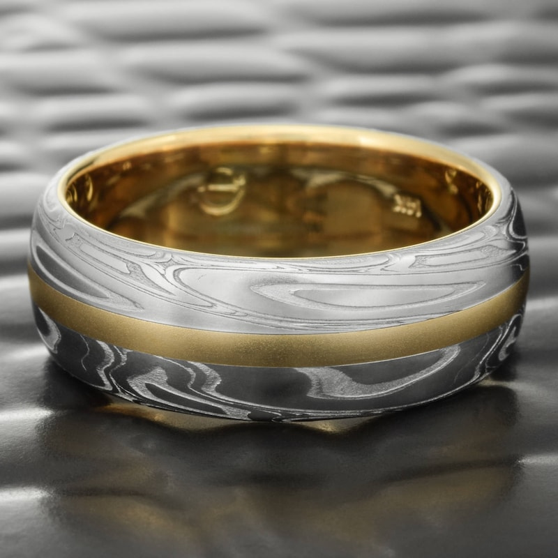 Titanium Damascus Ring - Etsy