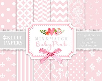 Pink digital paper | Etsy