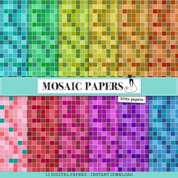 Mosaic Digital Paper : mosaic Papers Colorful | Etsy
