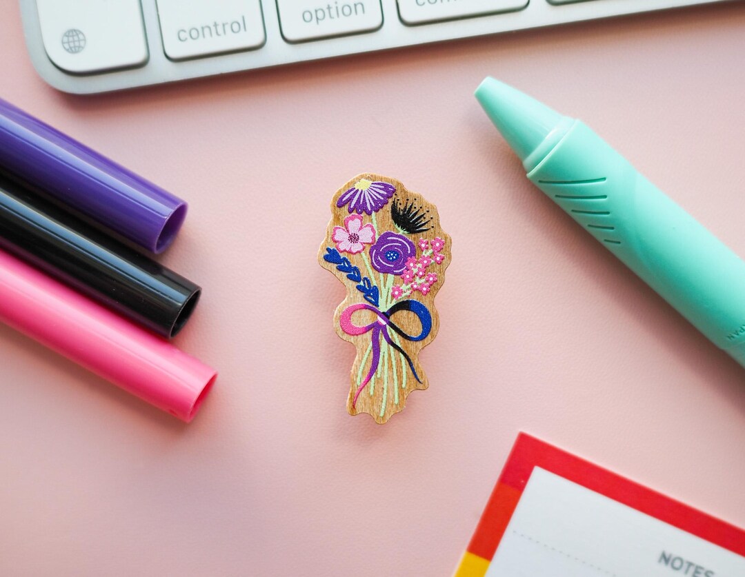 Genderfluid Pride Flag Floral Bouquet Wood Pin | Subtle Gender Fluid ...