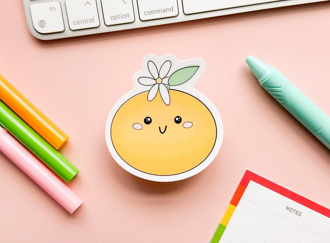 Kawaii Cute Orange Boi Floral Sticker | Kawaii Fruit Florida Orange ...
