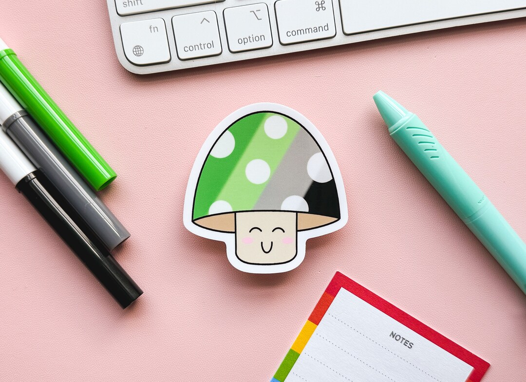Aromantic Subtle Pride Flag Mushroom Sticker Cute Aro Pride - Etsy