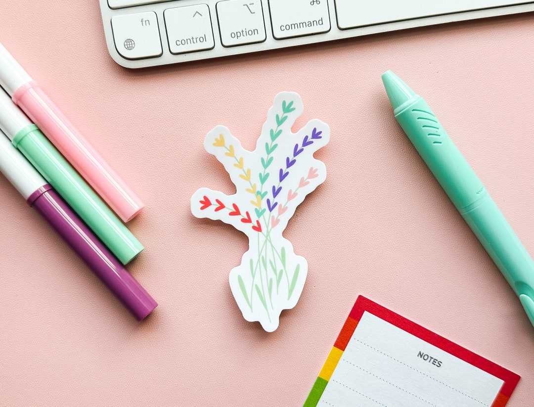 Sapphic Pride Flag Floral Sticker: Subtle LGBTQIA Flower Decal - Etsy