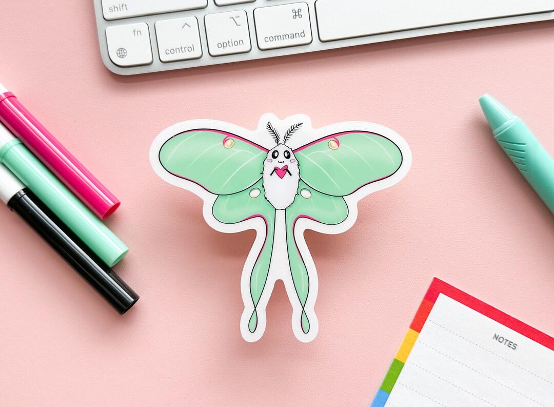 Lovely Luna Moth Clear Sticker Nature Cute Bugs Kawaii Moth No One ...