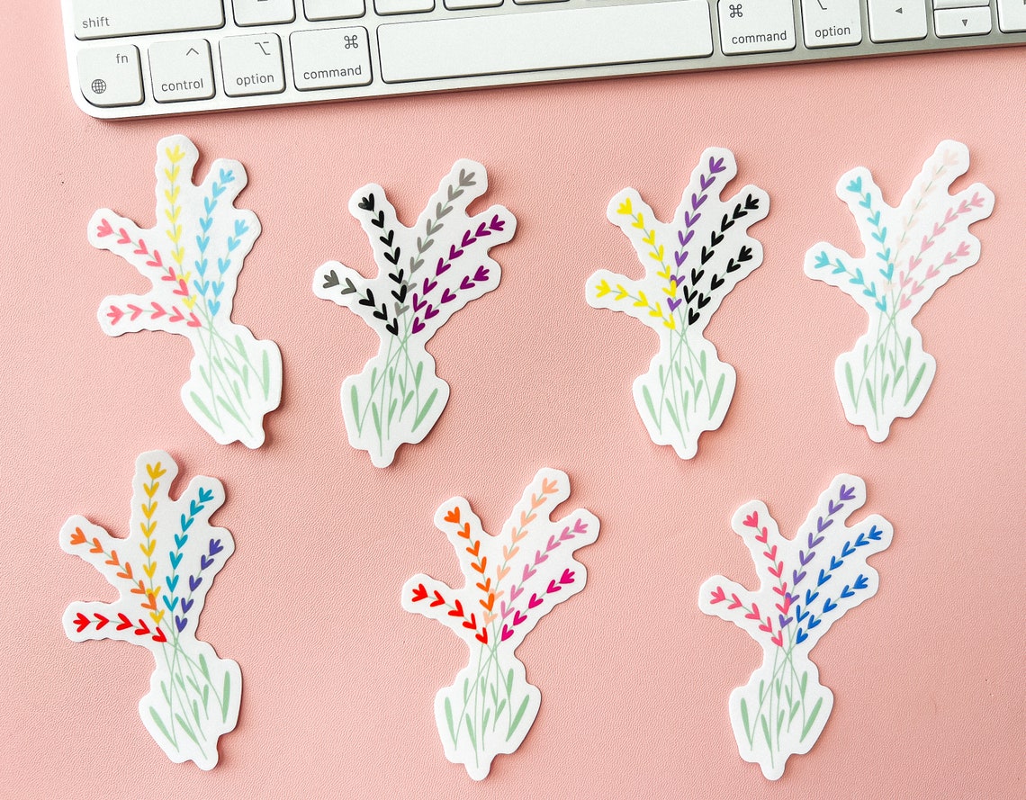 Bi Pride Flag Floral Sticker Subtle Bisexual Pride Flag Etsy