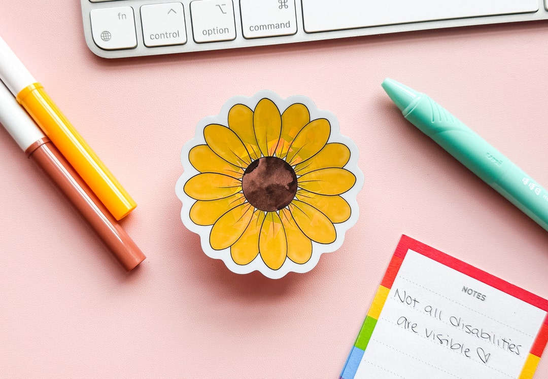Sunflower Invisible Disability Sticker: Holo Prism Floral Decal - Etsy