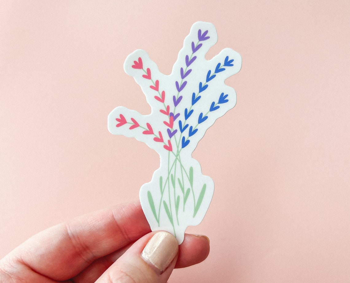 Bi Pride Flag Floral Sticker Subtle Bisexual Pride Flag Etsy