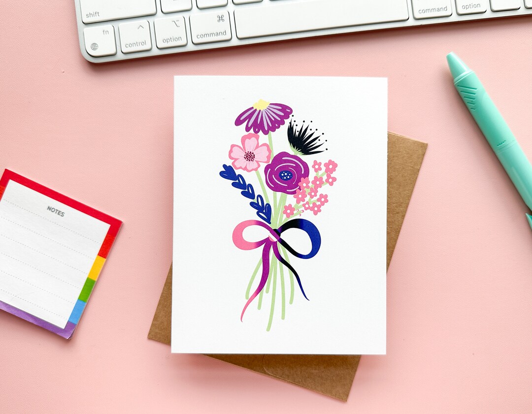 Genderfluid Pride Flag Floral Notecard Subtle Gender Fluid Pride Flag ...