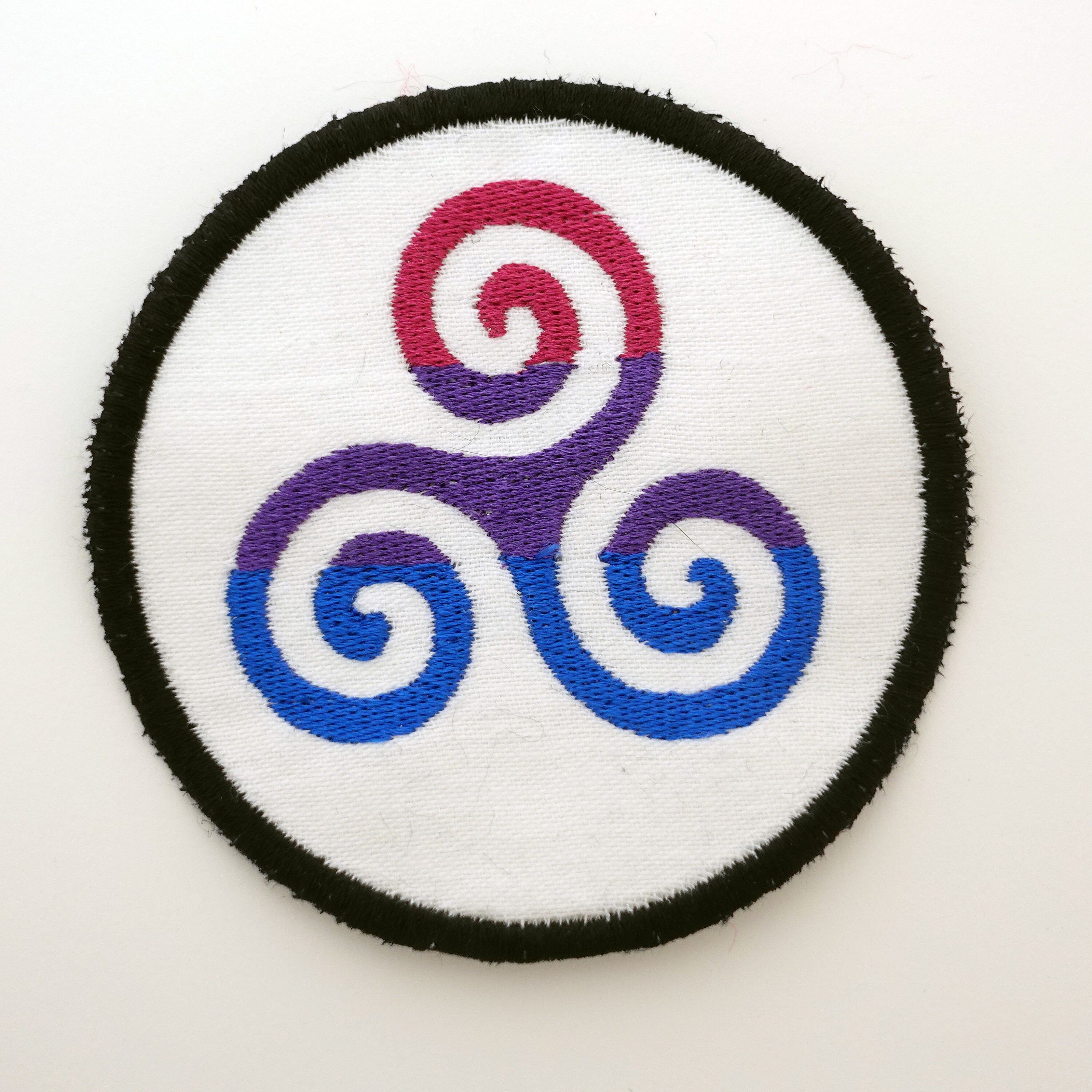 Bisexual Pride Flag Triskele Sew on Embroidered Patch | Etsy