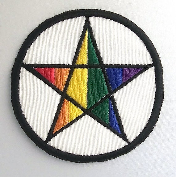 Rainbow Pride Pentacle Sew on Embroidered Patch | Etsy