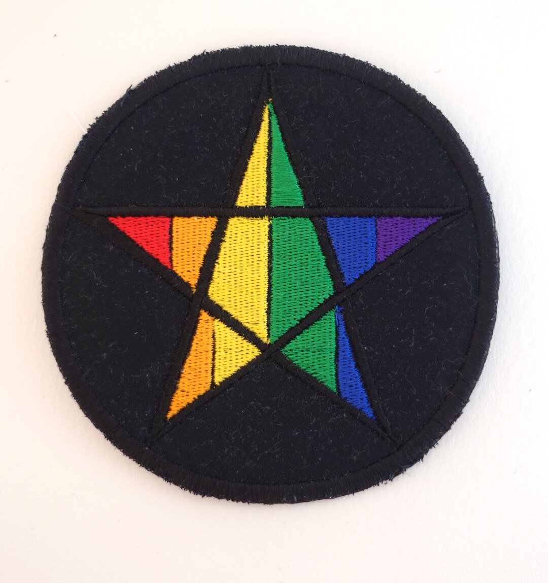 Rainbow Pride Pentacle Sew on Embroidered Patch-black or White ...