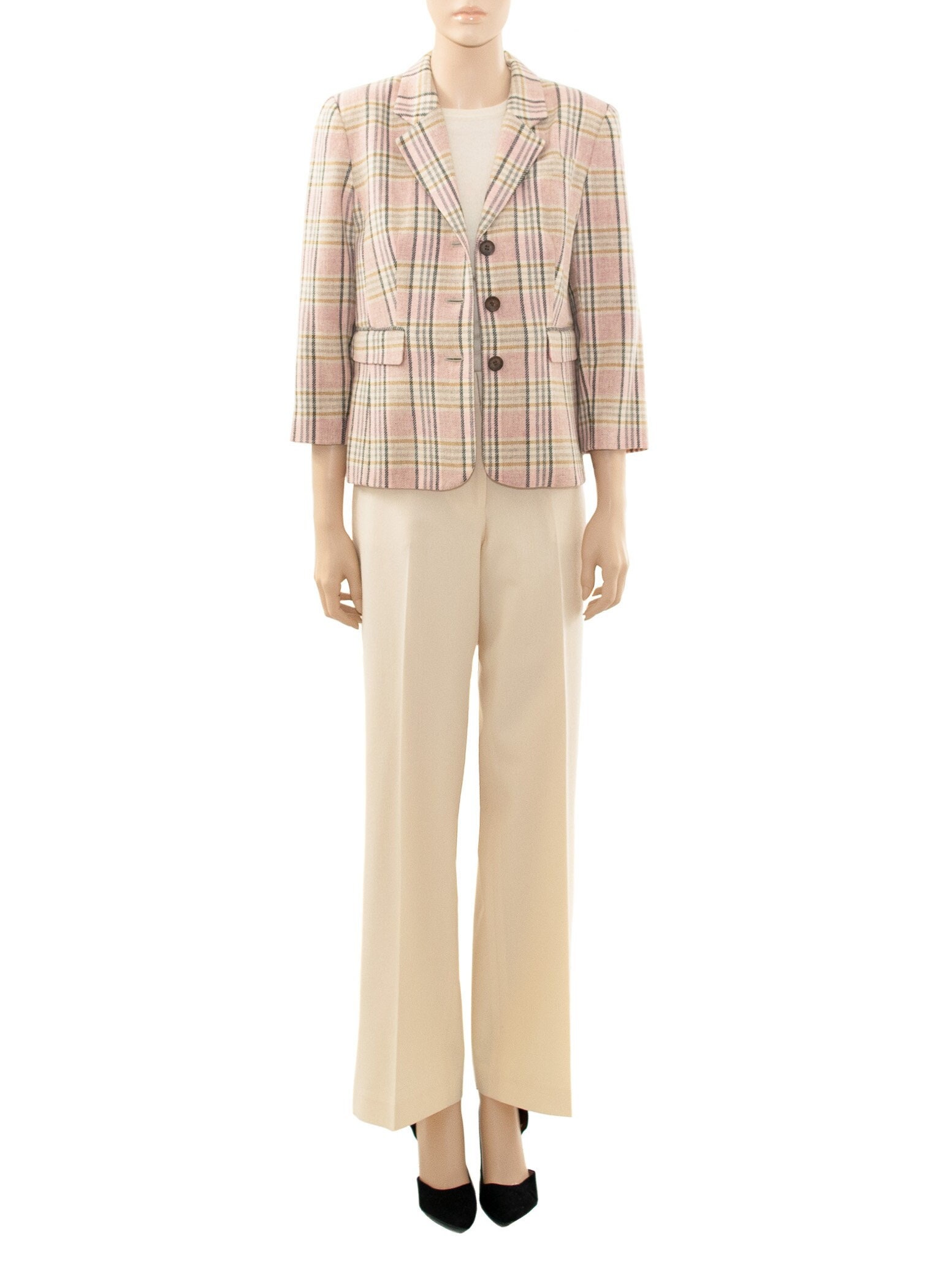 Walter Cream Pink Plaid Jacket, Vintage 90s, Size 8 - Etsy