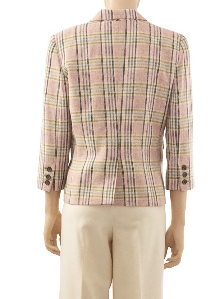 Walter Cream Pink Plaid Jacket, Vintage 90s, Size 8 - Etsy