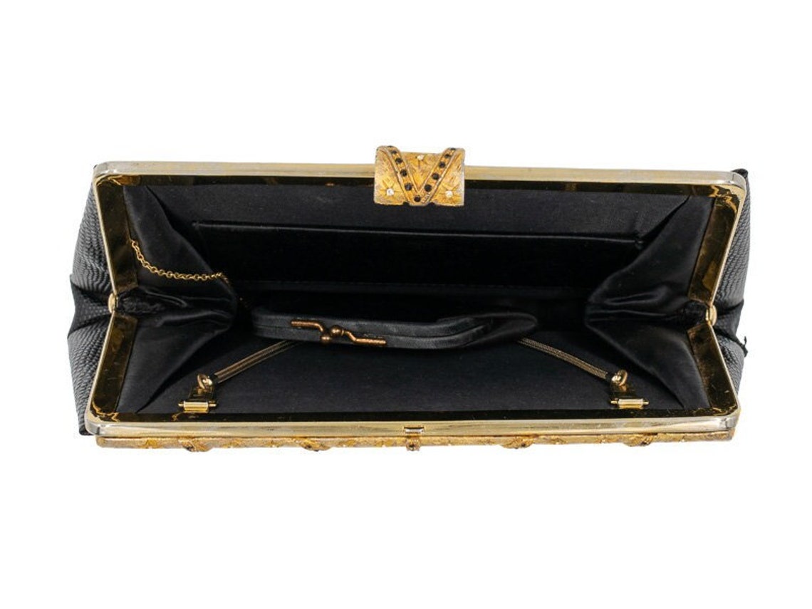 After Five Black Faux Reptile Clutch Purse, Vintage 50s, Small - Etsy