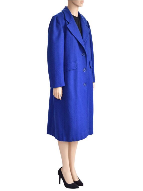 Herman Kay Cobalt Blue Wool Coat, Vintage 80s, Size M… - Gem