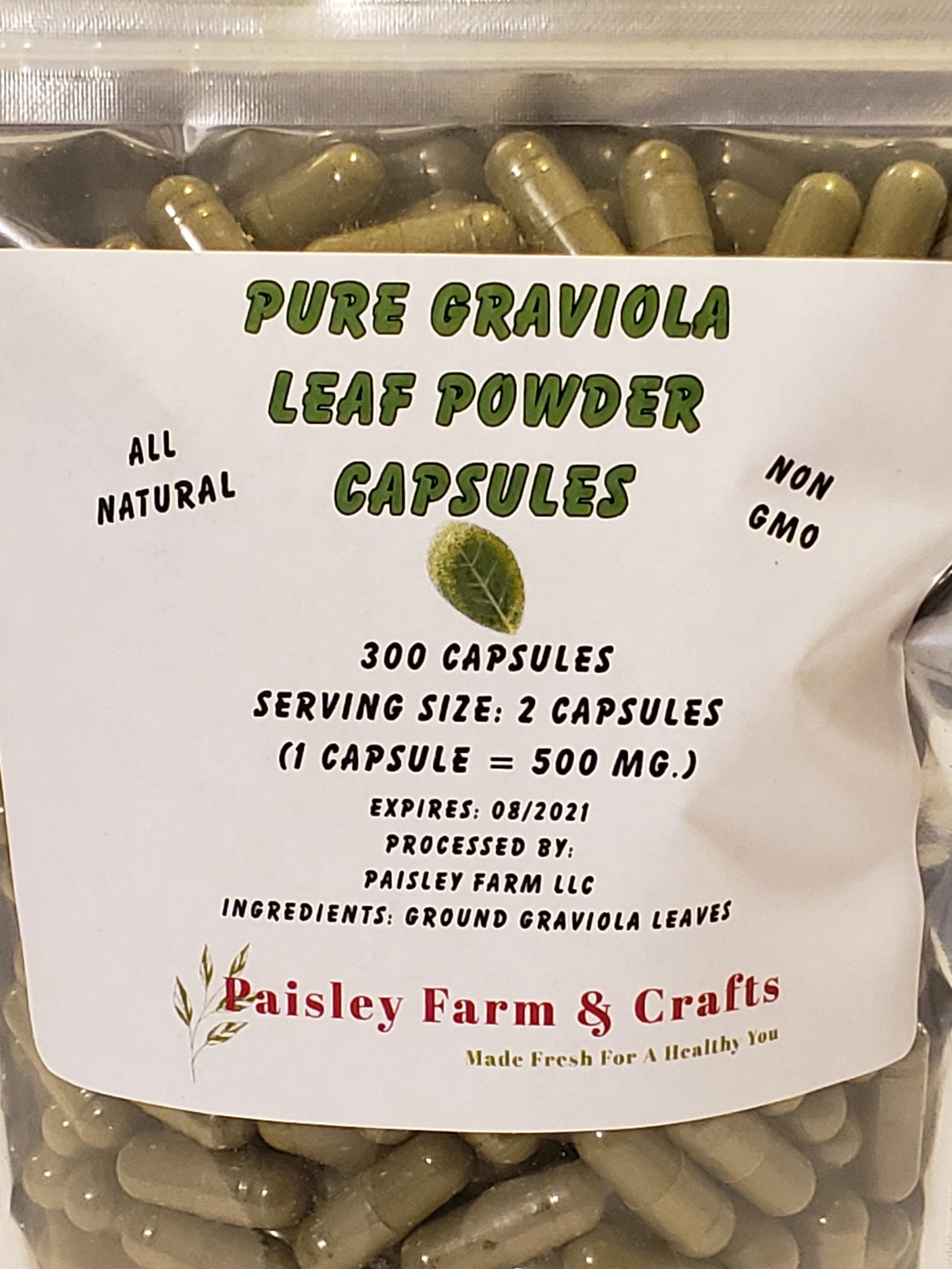 Soursop graviola Leaf Powder Capsules Made Fresh on | Etsy